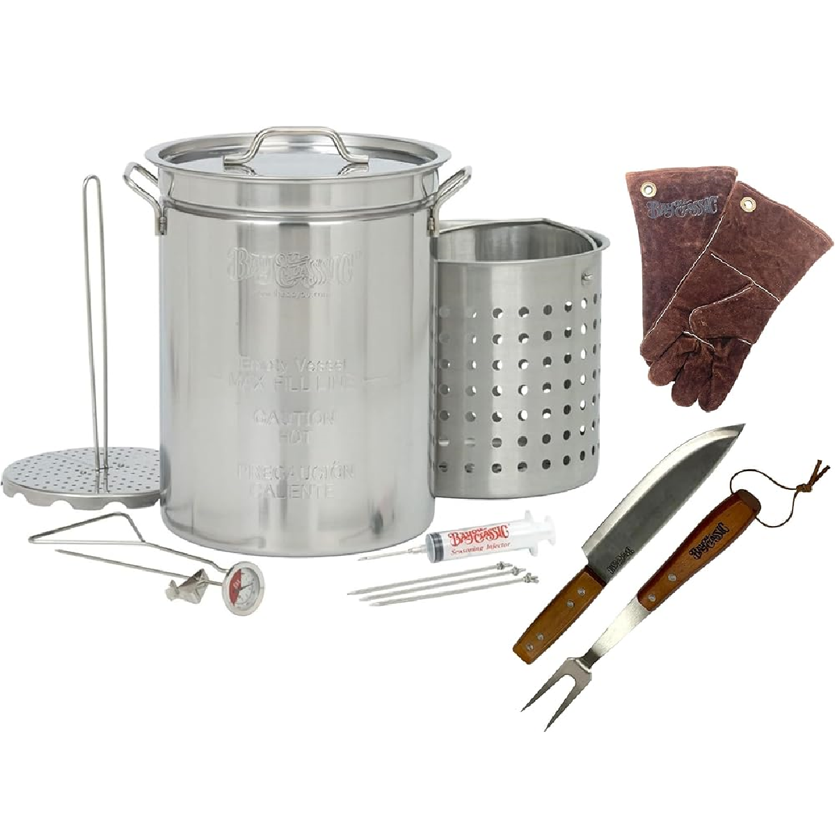 32QT Bayou 1118-Plus Stainless Steel Turkey Fryer Kit w/ Gloves ...